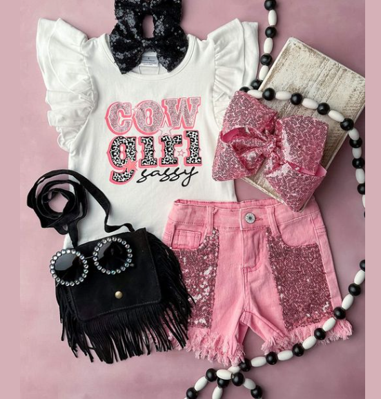 GSSO0876 pre-order baby girl clothes cowgirl toddler girl pink summer ...