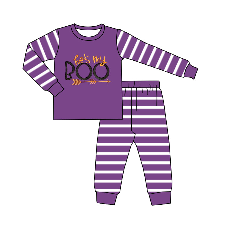 BLP1164 pre-order toddler boy clothes Boo boy winter halloween pajamas ...