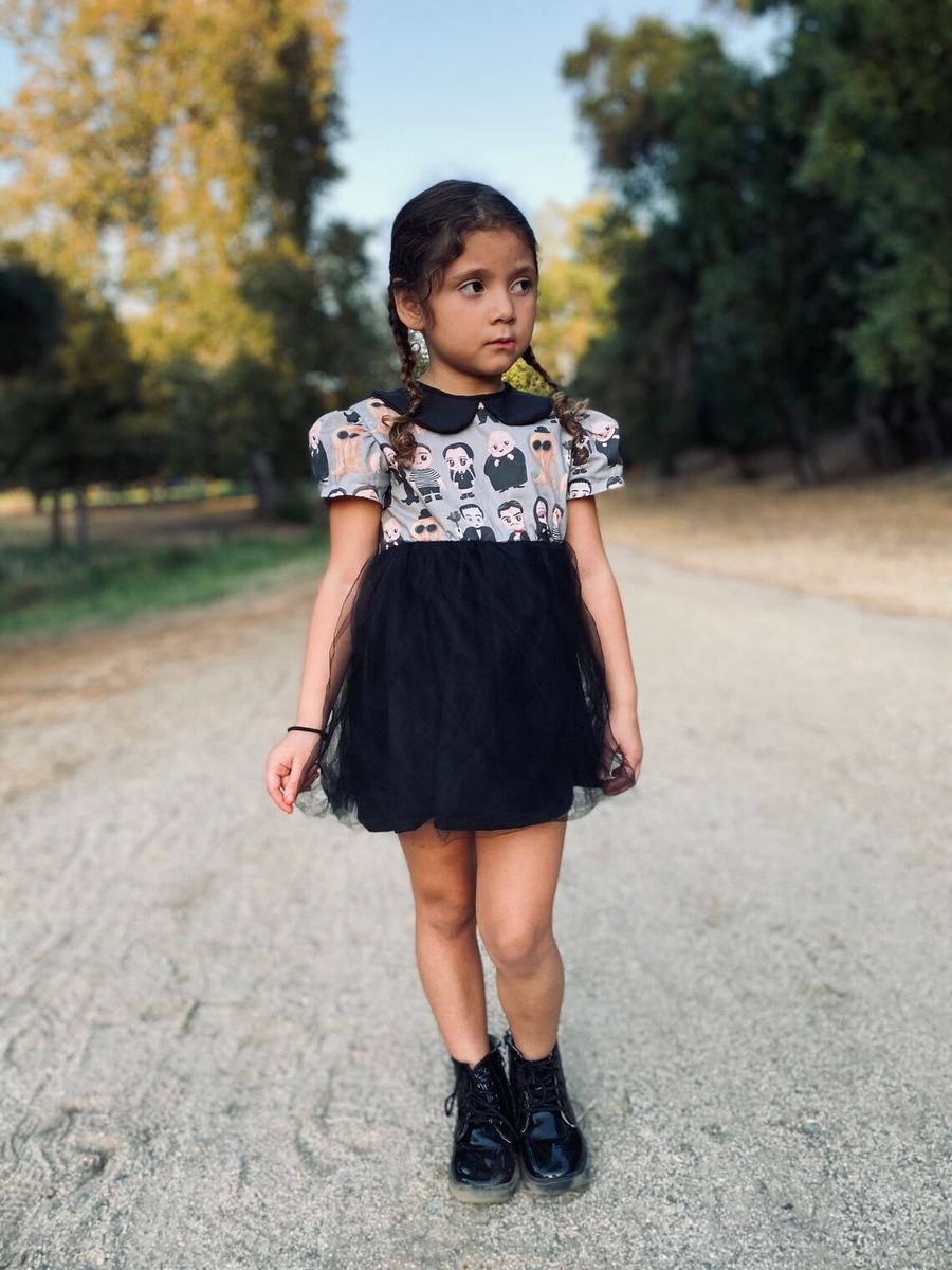 Kids cute wednesday black tutu skirt dress – ZHOHAO05