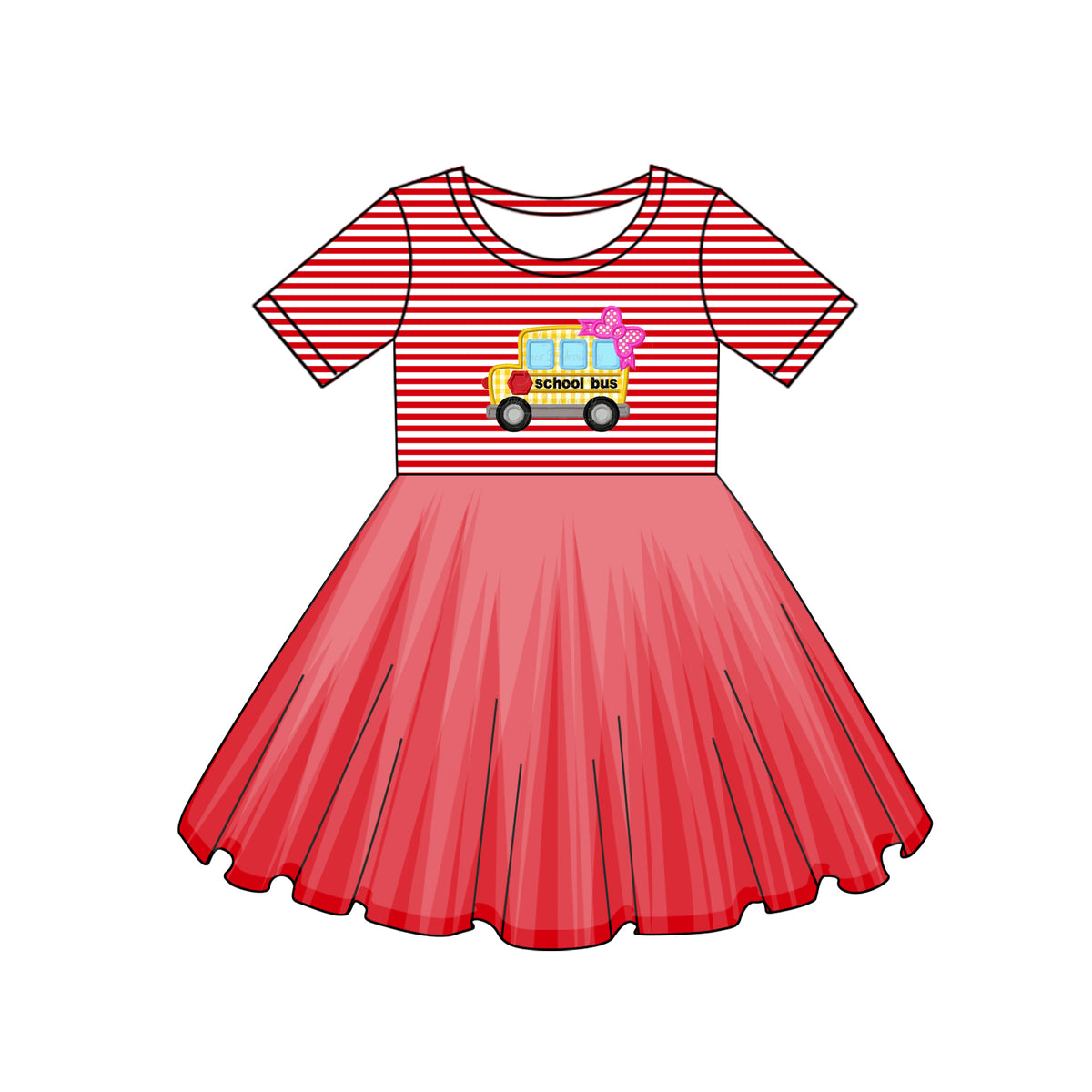 GSD2154 pre-order toddler clothes bus girl back to school day summer d ...