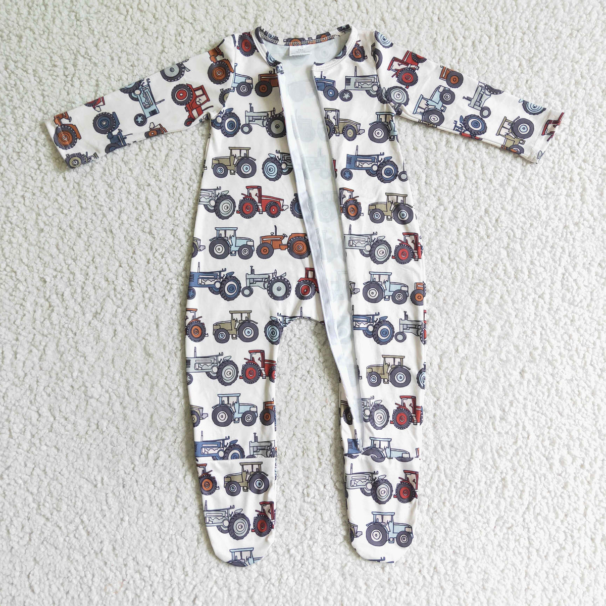 Many Trucks Print Long Sleeve Baby Boy Zipper Romper – ZHOHAO05